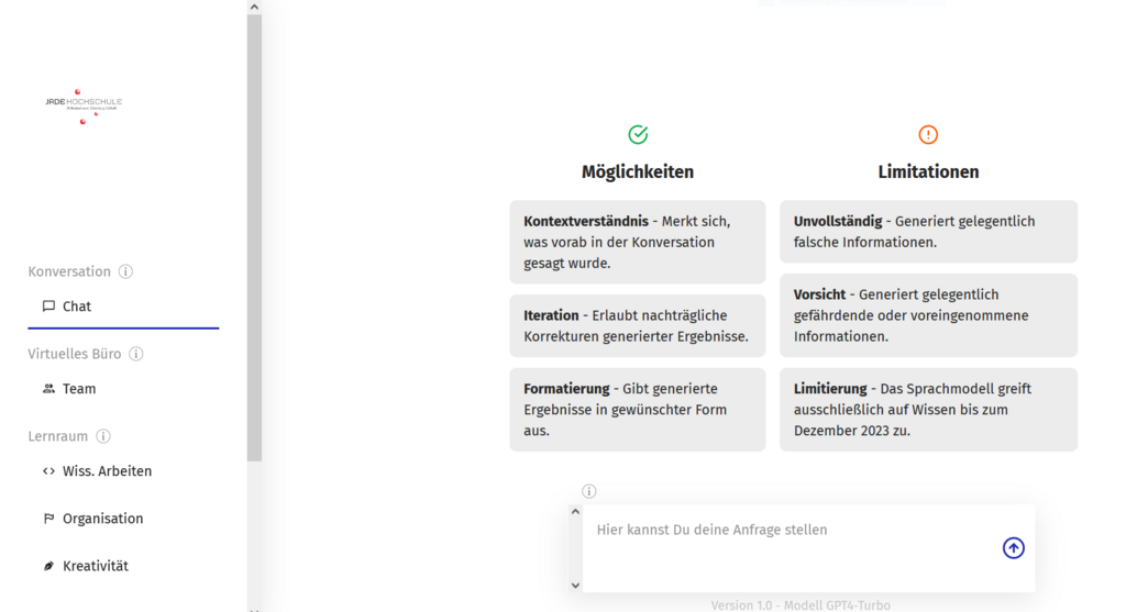 Jade Hochschule führt datenschutzkonformes KI-Interface ein